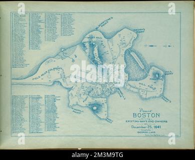 Plan of Boston showing existing ways and owners on December 25, 1645 ...