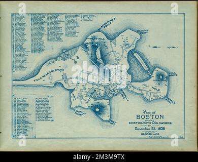 Plan of Boston showing existing ways and owners on December 25, 1636 ...