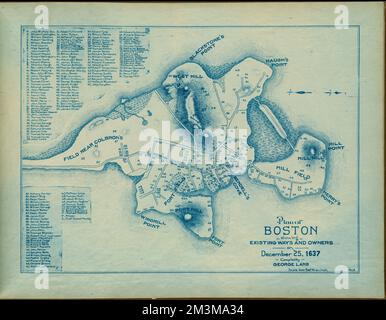 Plan of Boston showing existing ways and owners on December 25, 1645 ...