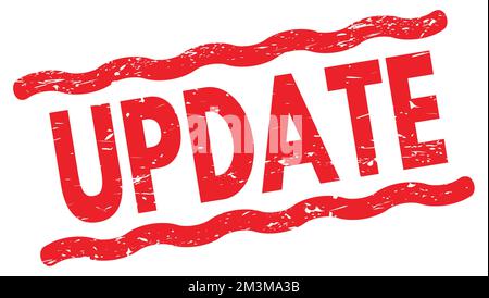 UPDATE text written on red dash stamp sign Stock Photo - Alamy