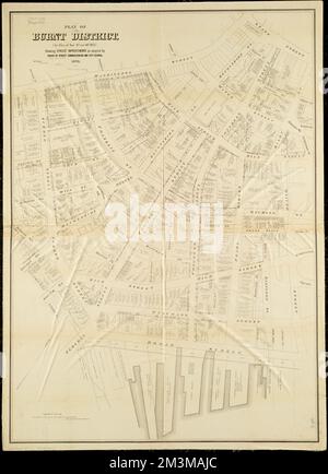 Plan of burnt district, by fire of Nov. 9th and 10th 1872 : showing street improvements as ...
