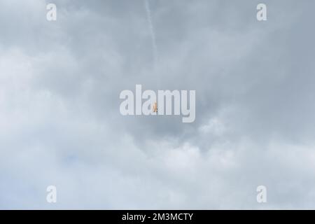 The fall of a burning light aircraft. Simulation of a model airplane ...