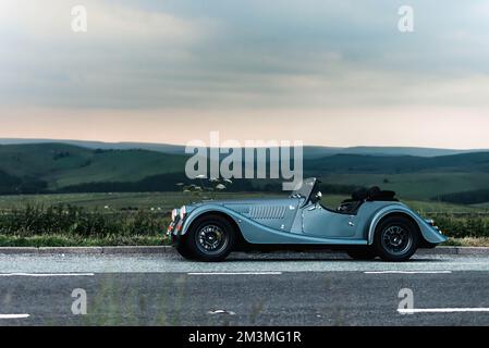 Morgan Plus 4 Works Edition - Side Profile Shot Through Fence Stock ...
