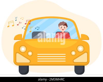 Driving a Car Listening to Music with Loud Speakers or Sound System in ...