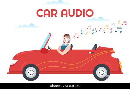 Driving a Car Listening to Music with Loud Speakers or Sound System in ...
