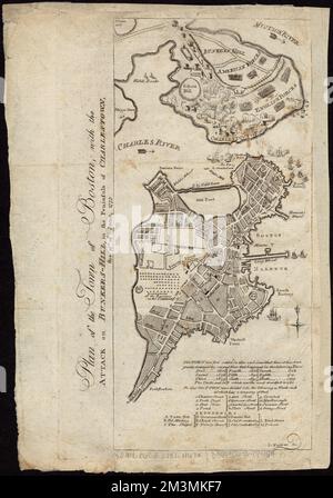 Plan of the town of Boston with the attack on Bunkers-Hill in the ...
