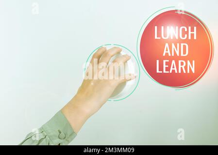 Handwriting text Lunch And Learn, Business showcase Have meal and study ...