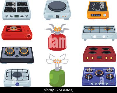 stove burner set cartoon vector illustration Stock Vector Image & Art ...