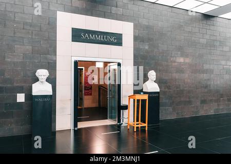 31 July 2022, Koln, Germany: Female visitor looking at classical ...