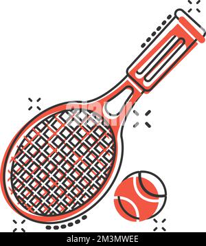 Tennis racket icon in comic style. Gaming racquet cartoon vector ...