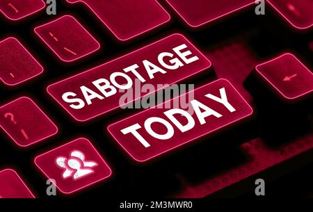 Sign displaying Sabotage, Concept meaning destruction of an employer's ...