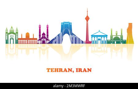 Outline Tehran Iran City Skyline with Historic Buildings and ...