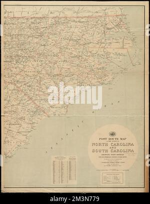 Post route map of the States of South Carolina and Georgia with ...