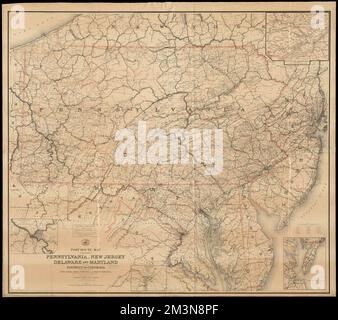 Map of the Atlantic States, showing distances from Washington (in bee ...