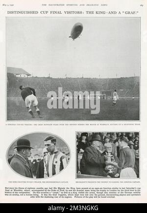 Graf Zeppelin airship over Wembley in FA cup final 1932 between ...
