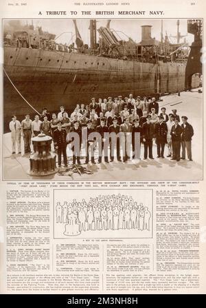 Crew of a British merchant navy vessel, including sailors from Africa ...