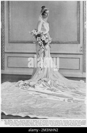 Princess Ingrid of Sweden, pictured on her wedding day to Crown Prince ...