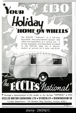 Eccles caravan advertisement Stock Photo - Alamy