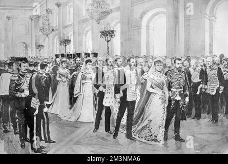 The procession going to the chapel in the Winter Palace, during the ...
