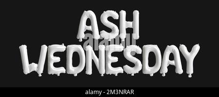 3d illustration of letter ash wedensday gold balloons isolated on ...