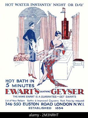 Advert for Ewart's Geyser hot water 1926 Stock Photo - Alamy