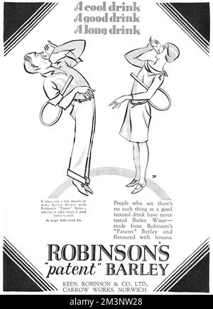 Robinson's Barley Water advertisement, 1927 Stock Photo - Alamy