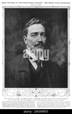 TITANIC Portrait of Joseph Bruce Ismay, (862-1937) White Star Line ...