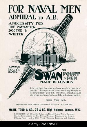 Swan pens advertisement, WW1 Stock Photo - Alamy