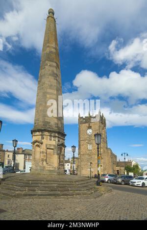 Richmond; ancient cobbled town centre. Looking north to Obelisk and ...