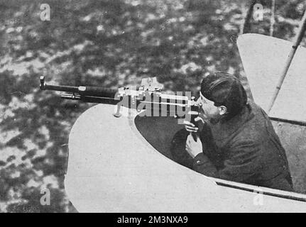 A Hotchkiss machine-gun adapted for use on an aeroplane, as shown here ...