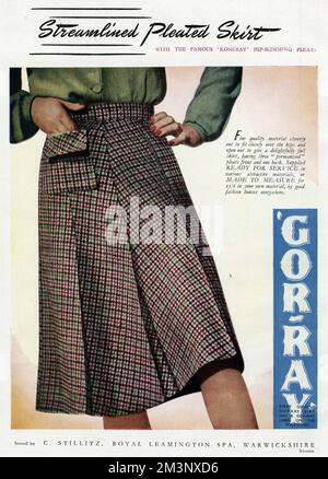 Advert for Gor-ray Koneray pleated skirts 1942 Stock Photo - Alamy