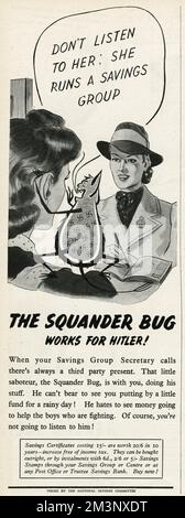 Advert from the National Savings Committee 1943 Stock Photo - Alamy