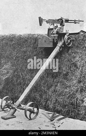 Hotchkiss machine-gun on a parapet mounting, adapted for use as a ...