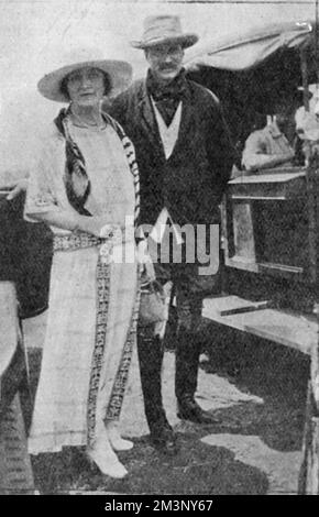 Lady Idina Hay (nee Sackville), pictured in a sarong or kanga with two ...