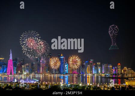 Fireworks and fountain laser light show at Corniche road FIFA World cup ...