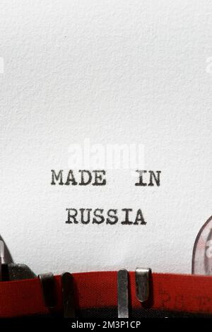 The sentence, made in Russia, written with a typewriter Stock Photo - Alamy