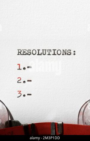 Resolutions word written with a typewriter Stock Photo - Alamy