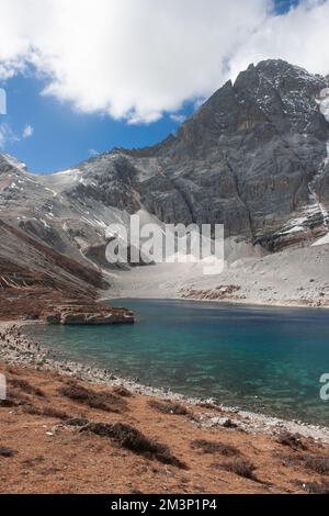 Five colour lake in Yading Nature Reserve , Daochen , China Stock Photo ...