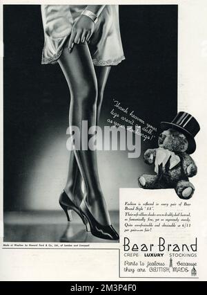 Advert for Stockings by Bear Brand 1934 Stock Photo - Alamy