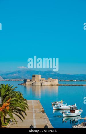 detail of f the port of Nafplio, in Greece, in the Aegean sea, on a ...