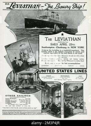 The SS Leviathan was a large passenger ship, initially launched as the ...