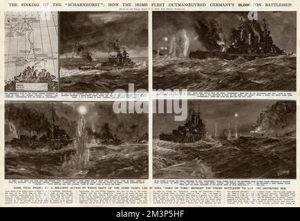 Sinking of the German battleship Scharnhorst, 8 December 1914, in the ...