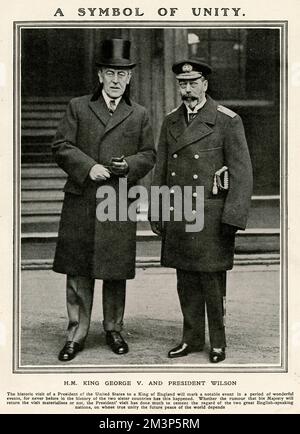 A historical photograph of President Woodrow Wilson speaking, capturing ...