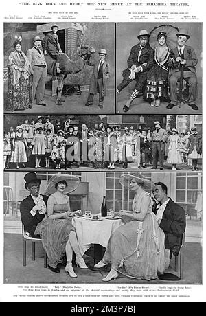 Scenes from the popular revue, The Bing Boys are Here starring Alfred ...