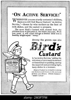 Bird's custard advertisement, WW1 Stock Photo - Alamy
