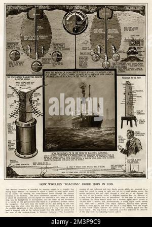 Marconi radio equipment on a ship. The equipment includes headphones ...