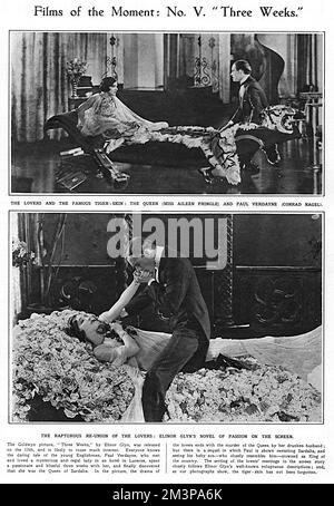 The three weeks film directed by Alan Crosland , shows the actors ...