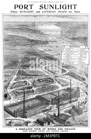 An aerial view of Port Sunlight, Wirral, Merseyside, North West England ...