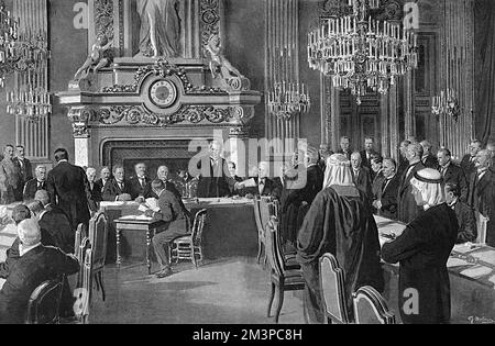 Peace Conference in Paris by Matania Stock Photo - Alamy