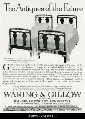 Advert for Waring & Gillow twin beds 1922 Stock Photo - Alamy